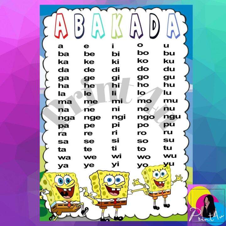 Abakada Spongebob Laminated learning materials | Lazada PH