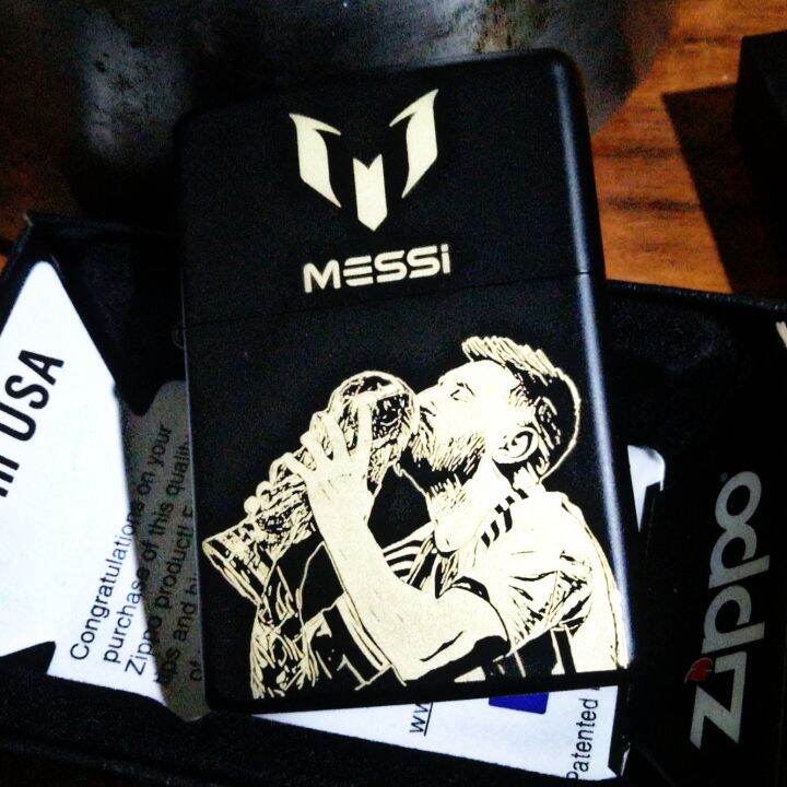 Korek Api Zippo Bola Lionel messi Hitam Gold | Lazada Indonesia