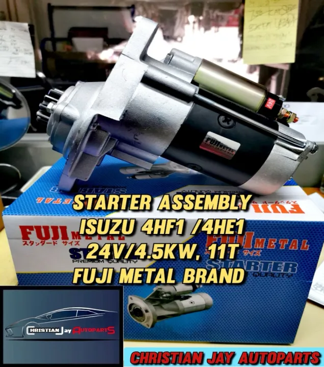 FUJI METAL Starter Assembly for Isuzu 4HF1/4HE1. 24V/4.5KW (11T ...