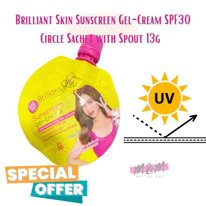 Brilliant Skin Sunscreen Gel Cream Spf30 Circle Sachet With Spout 13g