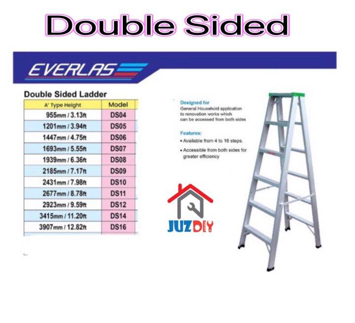 Everlas Aluminium Double Sided Ladder 4-8steps | Lazada