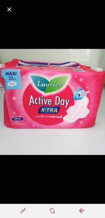 pembalut wanita laurier active day x-tra super maxi 22cm wing ber sayap ...