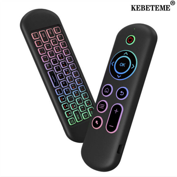 KEBETEME Mini Air Mouse Wireless Keyboard 2.4G BT Dual Mode Backlight ...