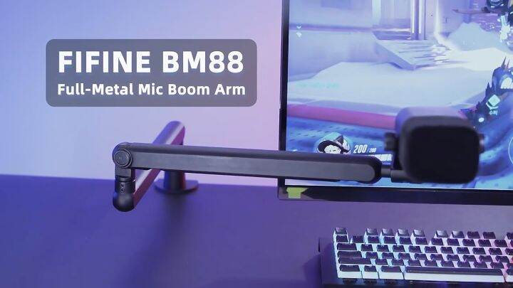 Fifine BM88 Microphone Arm Stand, Boom Arm Stand with Desk Mount Clamp ...