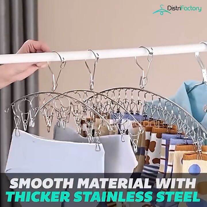 Stainless Steel Laundry Drying Rack Clothes Hanger with 20 Clips for ...