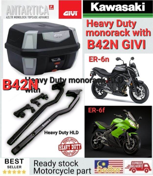 Kawasaki ER6n ER6f 2008-2011 Heavy Duty monorack (HLD) with B42N ...