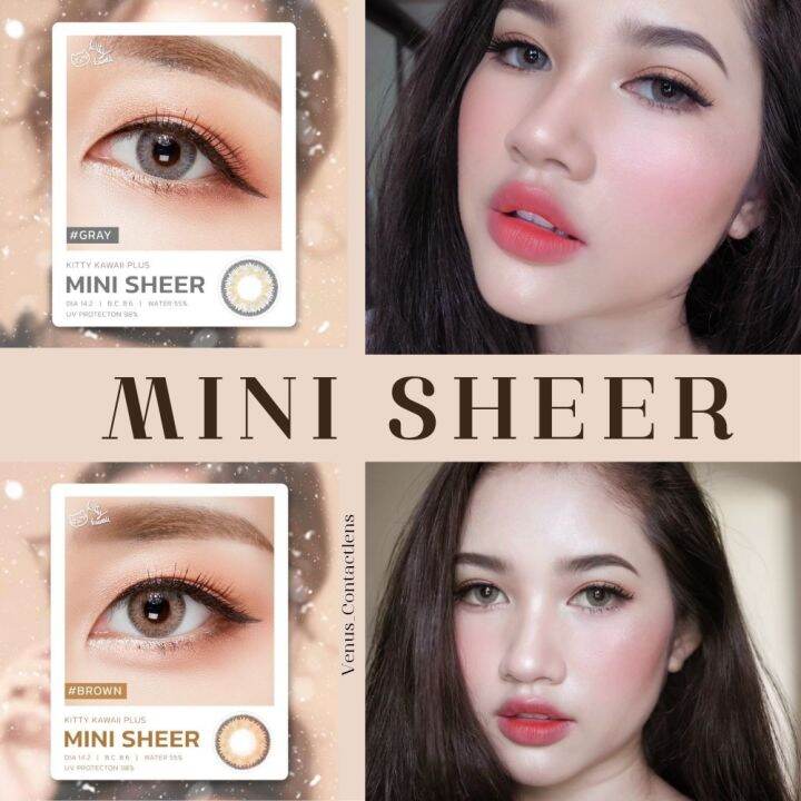 คอนแทคเลนส์ MINI-SHEER Brown - Gray / (Kitty Kawaii)( มินิเชียร์) 🎊ขนาด 14.2 มีค่าสายตา | Lazada ...