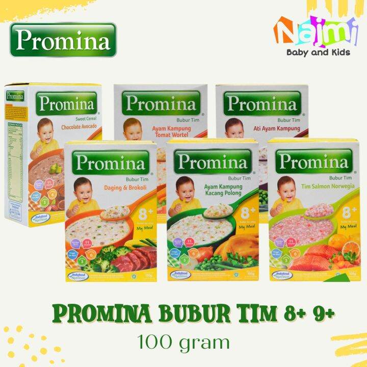Promina Bubur Tim Bayi 100gr 6 Rasa 8+ Bulan 9+ Bulan (Salmon, ati ...