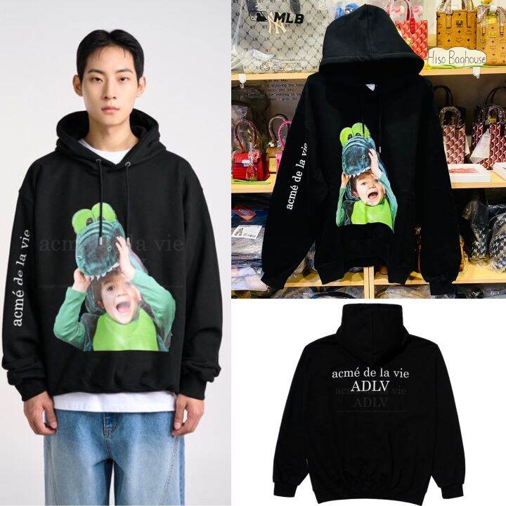 💗พร้อมส่ง เสื้อหนาวฮู๊ด ADLV BABY FACE CROCODILE DOLL HOODIE BLACK🦖 ...