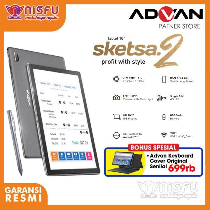 ADVAN SKETSA 2 RAM 4GB / 64GB + Keyboard - Garansi Resmi | Lazada Indonesia