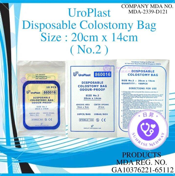UroPlast Disposable Colostomy Bag, Odour - Proof, 20cm x 14cm, 10 pcs ...