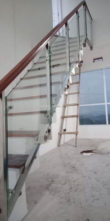railing pagar tangga kaca pegangan kayu | Lazada Indonesia