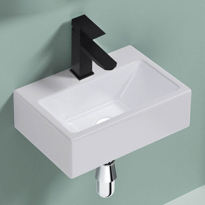 Small Apartment Wall-Mounted Wash Basin Ceramic Washbasin Bathroom ...