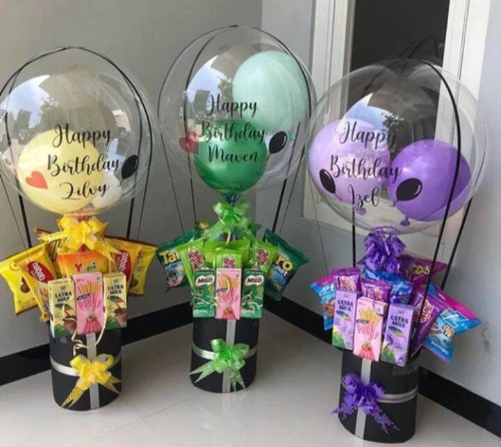 Bouquet snack balon/ gift air ballon snack bisa request/ hadiah lebaran ...