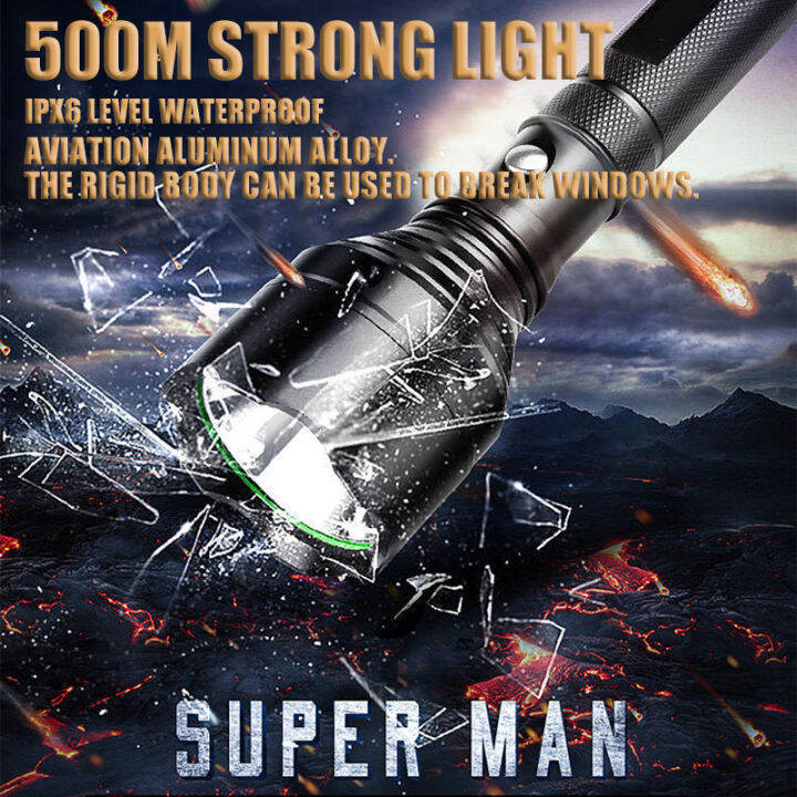 Aluminum Flashlight Rechargeable LED Waterproof Five Dimmings Most ...