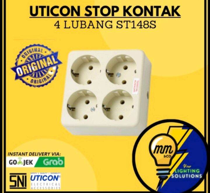 Stop Kontak Uticon 4 Lubang Kotak Segi ST-148S | Lazada Indonesia