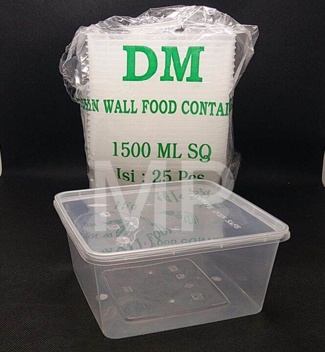 Thinwall Food Container SQ 1500ml Thin Wall Kotak Plastik Isi 25pcs | Lazada Indonesia