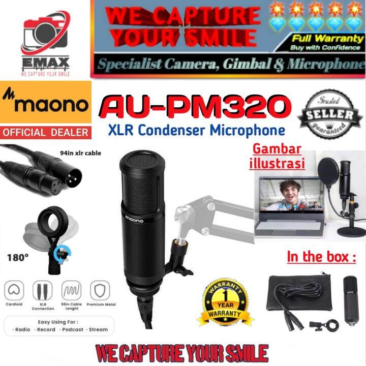 MAONO AU-PM320 XLR Condenser Microphone Cardioid Maono PM320 Mic Studio ...
