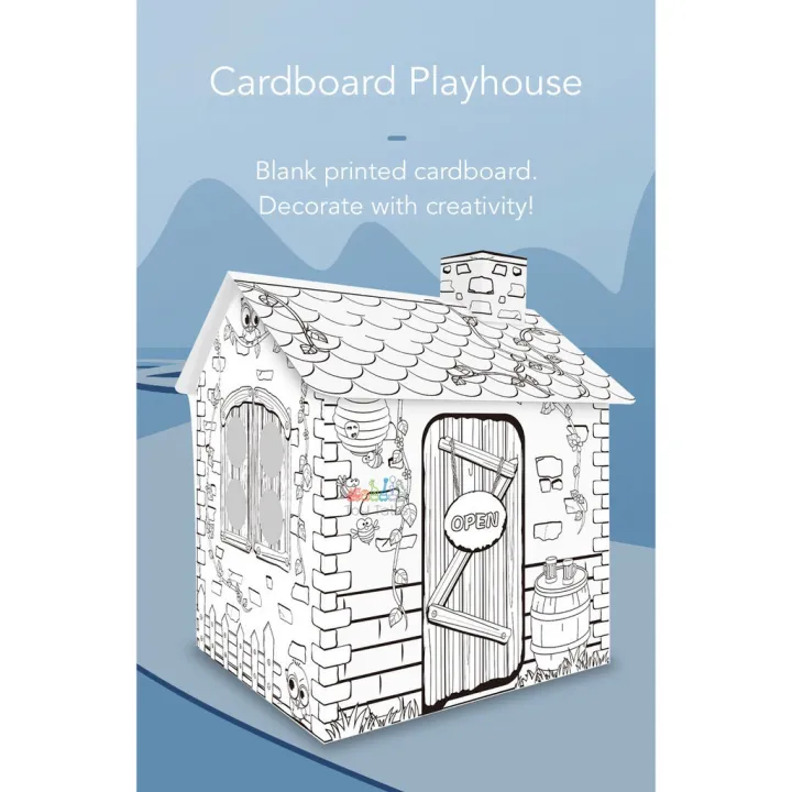 DIY Colouring Large Cardboard House [Up to 100cm- 6 Markers] Kids ...