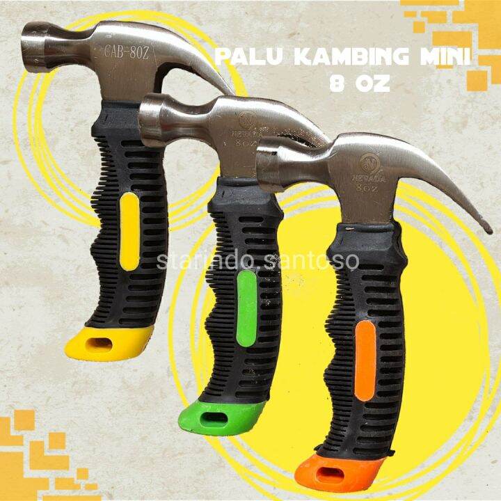 PALU KAMBING MINI cebol 8oz gagang karet mini claw hammer | Lazada ...