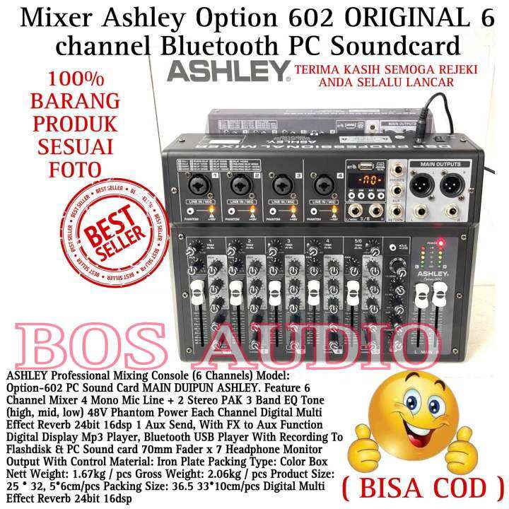 MIXER ASHLEY OPTION 602 ORIGINAL 6 CHANNEL BLUETOOTH PC SOUNDCARD | Lazada Indonesia