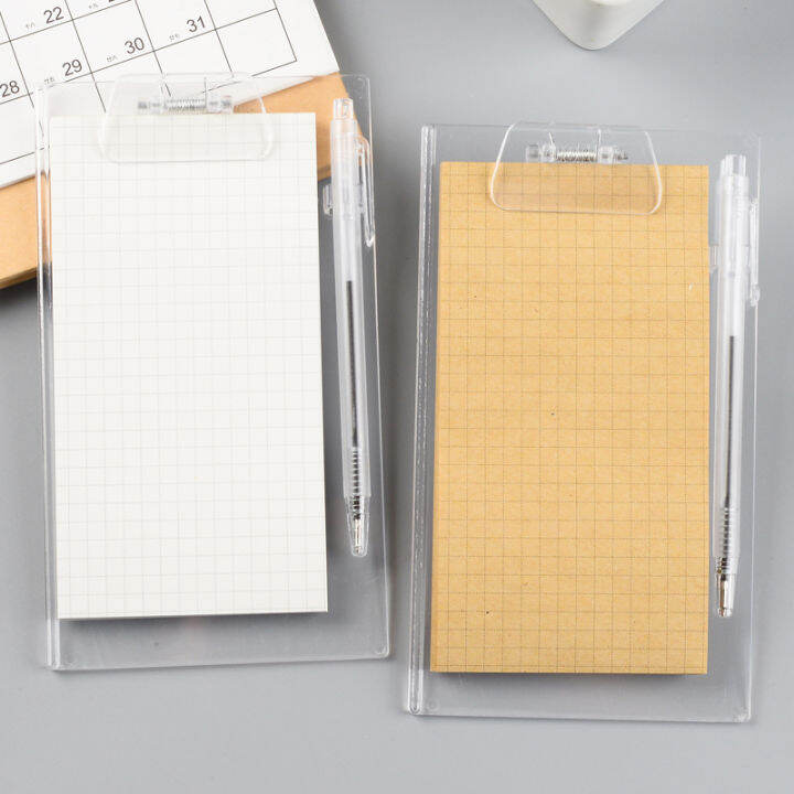 Korean Creative Tearable Portable Acrylic Board Clip Note Book with Pen ...