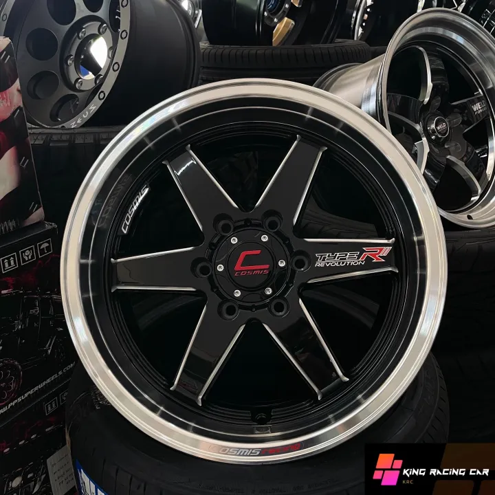 ล้อแม็ก ขอบ18 Cosmis Type-R 18X8.5 et25 6H139.7 CB106 สีดำขอบเงา🎏ราคา2 ...