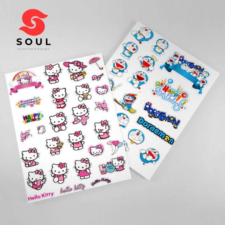 Sticker Budak Doraemon Hello Kitty Kids Sticker Sheet A4 Paper Glossy ...