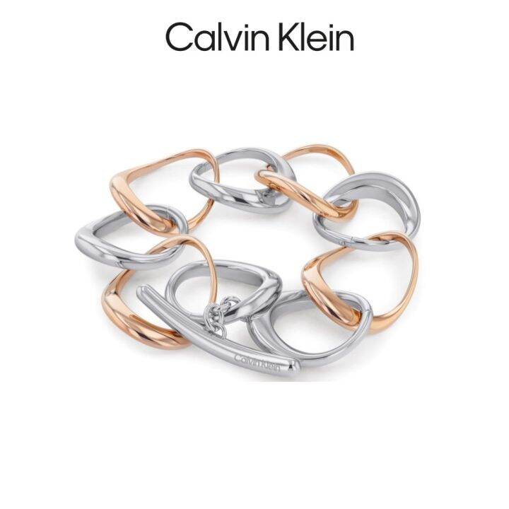 Vòng tay Calvin Klein Nữ màu Vàng - Bạc SS22 - Warped Rings CK 35000007 ...