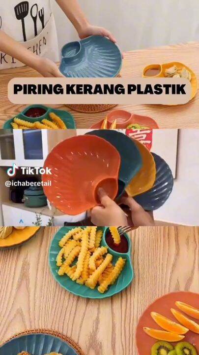 ( BISA COD ) PROMO Piring Kerang Plastik / Piring Bentuk Kerang Shell ...
