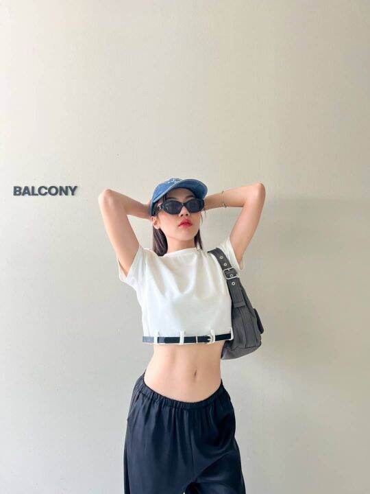 kloset A - Basic crop top + belt | Lazada.co.th