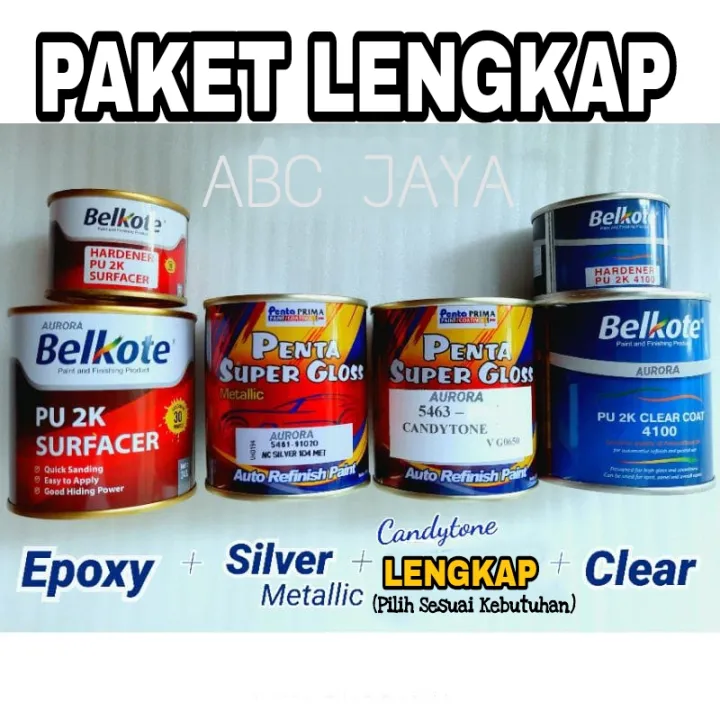 (JAWA-BALI) PAKET LENGKAP Cat Belkote Epoxy Abu + Penta Super Gloss ...