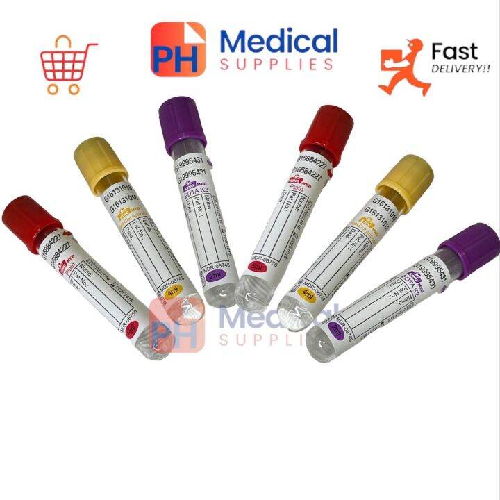 KING MED Bl-ood Collection Tube or Vacutainer Tube EDTA Tube, RED Top ...