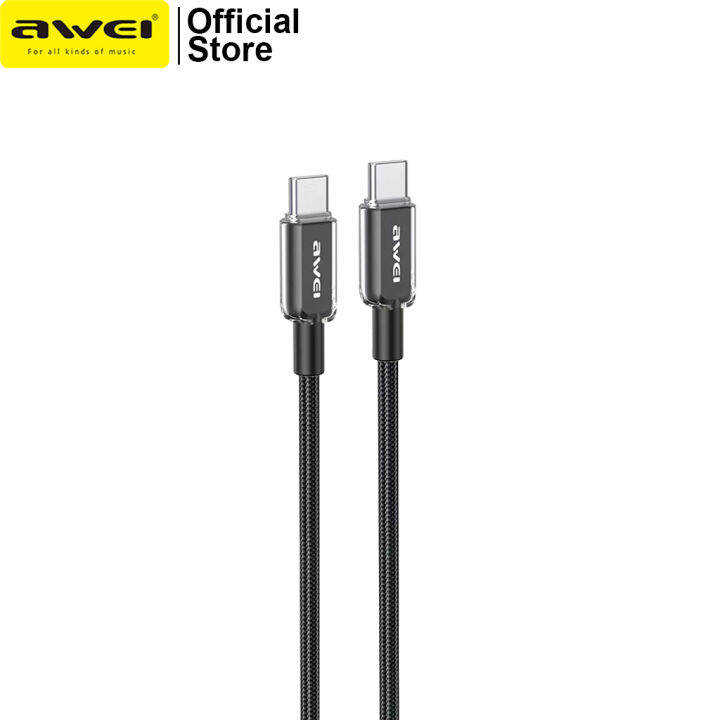 Awei CL-148T Fast Charging Type-C to Type-C Cable 1m Braided Nylon ...