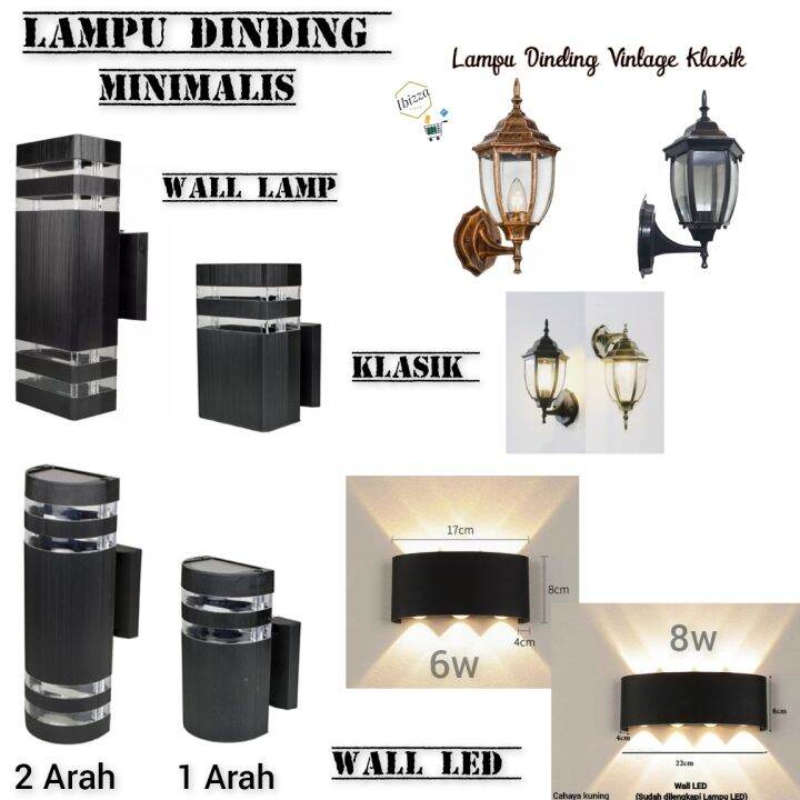 Lampu Dinding minimalis / klasik / Wall Led Tempel Hias pilar teras ...