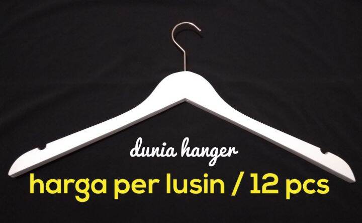 Hanger kayu dewasa warna PUTIH LUSINAN 12 pcs | Lazada Indonesia