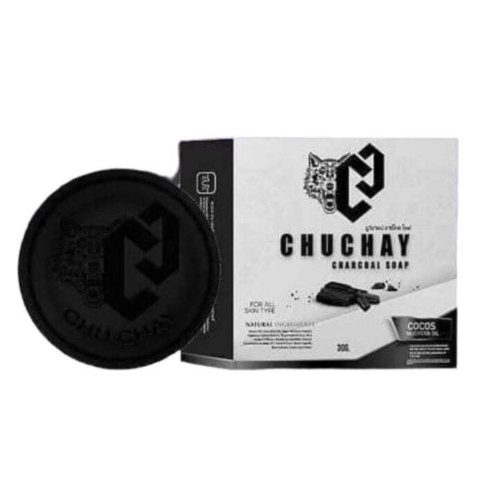 แท้ส่งฟรี สบู่ชาโคลสำหรับผู้ชาย ทำความสะอาด หอมใหญ่ จุดซ่อนเร้น 30g. CHUCHAY CHARCOAL SOAP สบู่ ...