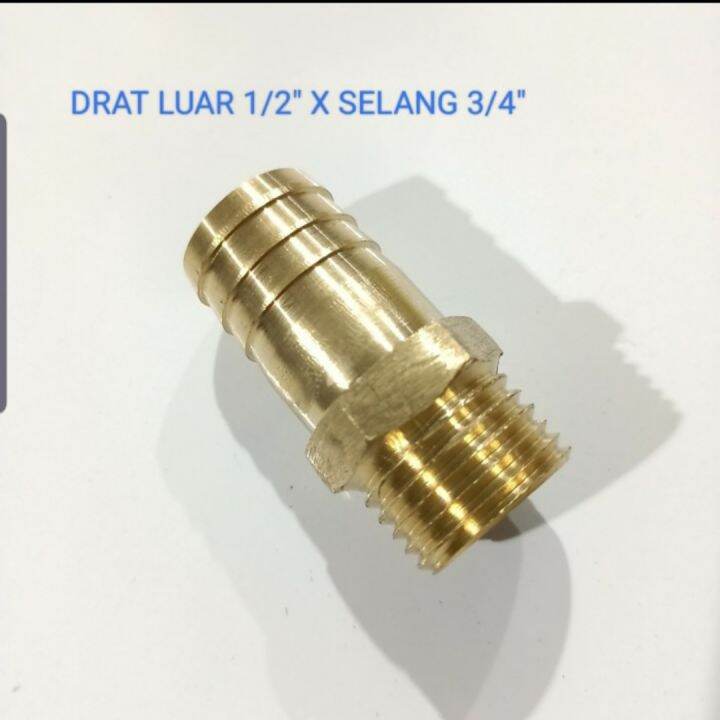 Neple Selang Sok Sambung Kuningan Drat Luar 1/2" x 3/4" | Lazada Indonesia