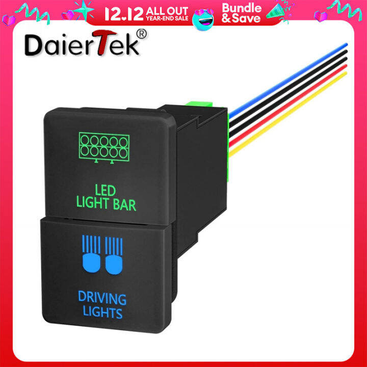 DaierTek 12V Car Dual Switches LED Light Bar and Driving Light Symbol ...