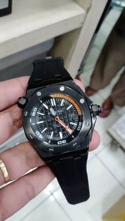 Jam Tangan Automatic AP Black RG royal Rubber strap 221123 | Lazada ...