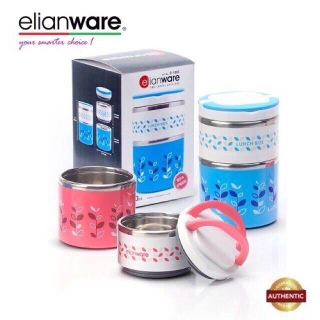 Elianware 1300ml 2 Layers Food Container Thermal Lunch Box Stainless ...