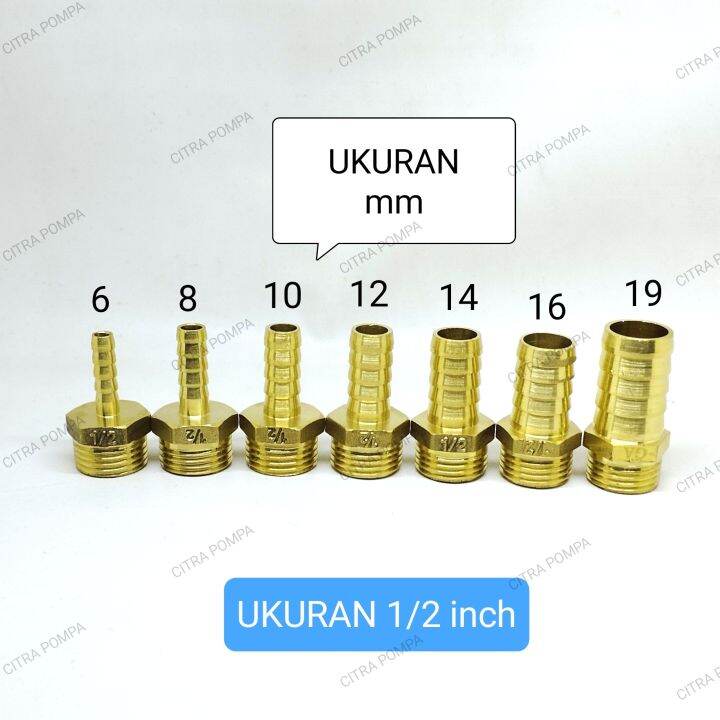 NIPPLE SELANG DRAT 1/2 ' KUNINGAN / MALE HOSE NIPPLE KUNINGAN / NEPEL KUNINGAN | Lazada Indonesia