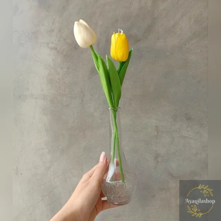 VAS BUNGA AESTHETIC / VAS BUNGA KACA / VAS BUNGA KACA BENING TINGGI ...