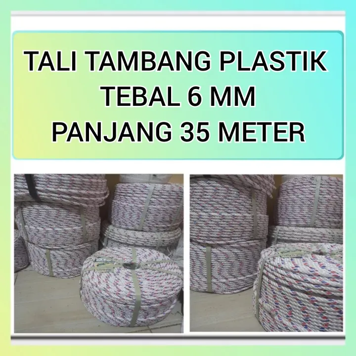 TALI TAMBANG PLASTIK 6 MILI 35 METER / TAMBANG 6 MILI / TALI TAMBANG PPD 6MM TALI TAMBANG MOBIL ...