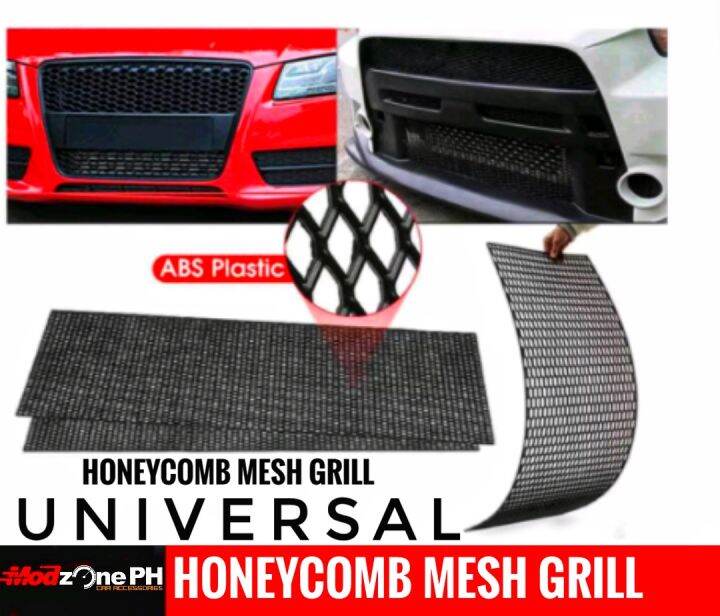 UNIVERSAL HONEYCOMB MESH GRILL BLACK ABS FLEXIBLE FRONT BUMPER NET ...