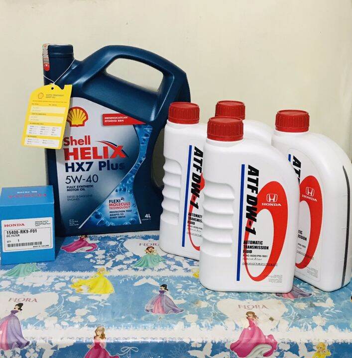 Oli mesin Shell helix HX7 5W 40 paket oli matic ATF DW-1 / 4Liter ...