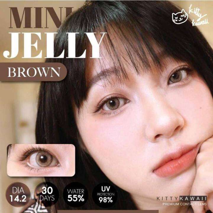 Mini Jelly Brown (ขนาด14.2) มีค่าสายตาและสายตาปกติ คอนแทคเลนส์ Kitty ...