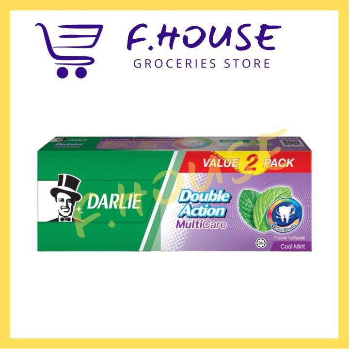 Darlie Double Action Multicare Toothpaste Cool Mint (180g / 180g x 2’s) (Value Pack) | Lazada