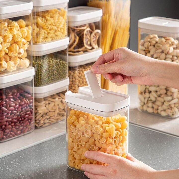 Airtight Food Storage Kitchen Container Organizer PET Plastic Pantry ...