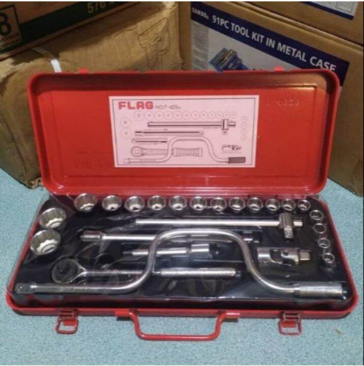 kunci shock set 25 pcs 1/2 inch FLAG socket wrench set Original Made in ...